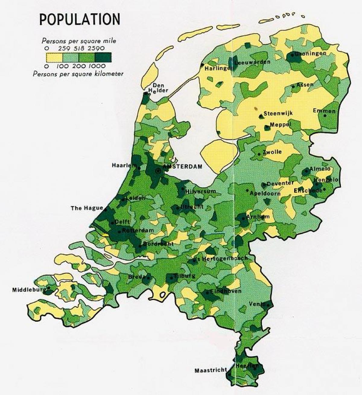 Holland-population-map - Karte von Holland Bevölkerung (Western Europe ...